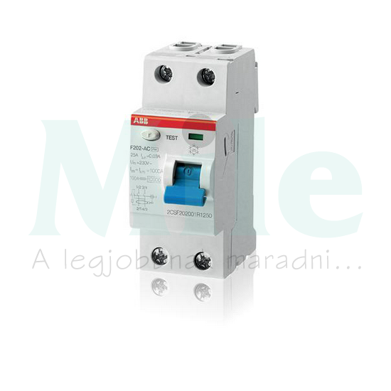 Áram-védőkapcsoló (Fi-relé) analóg 1P+N 16A 10mA AC-típus F202AC-16/0,01 ABB 2CSF202001R0160 - E ...