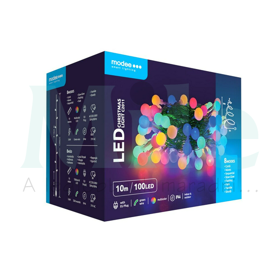 LED karácsonyi füzér 100LED/10m műanyag tápegység-dugóval 8mód kültéri ...