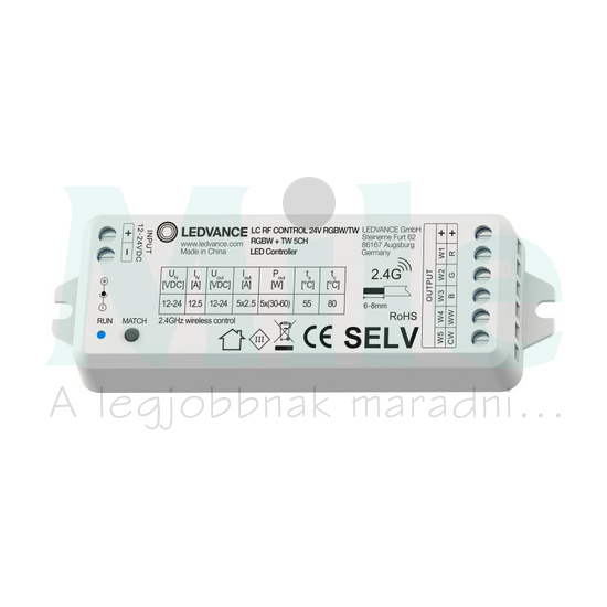 LED szalag vezérlő RF/2.4GHz RGBW/TW 150-300W 24V 12500mA IP20 LC RF ...