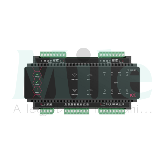 Beléptető vezérlő bővítő 8DI 2DO 4Proxi olvasó RS-485 9M-DIN Protege ...