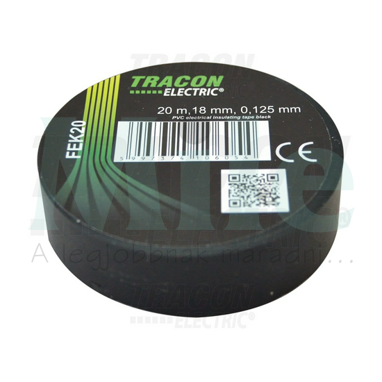 Szigetelőszalag fekete 18mm x 20m PVC 90°C max. TRACON FEK20 - E-mile
