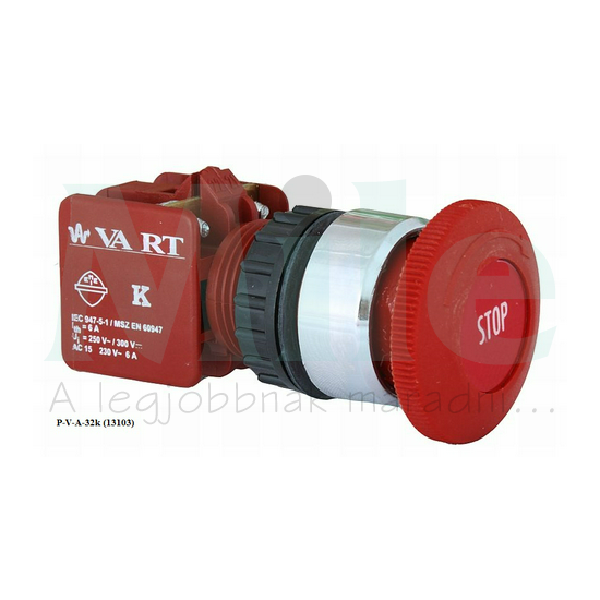 Vészgomba-nyomó komplett 1ny 1z süllyesztett fordításos nyugtázás ...